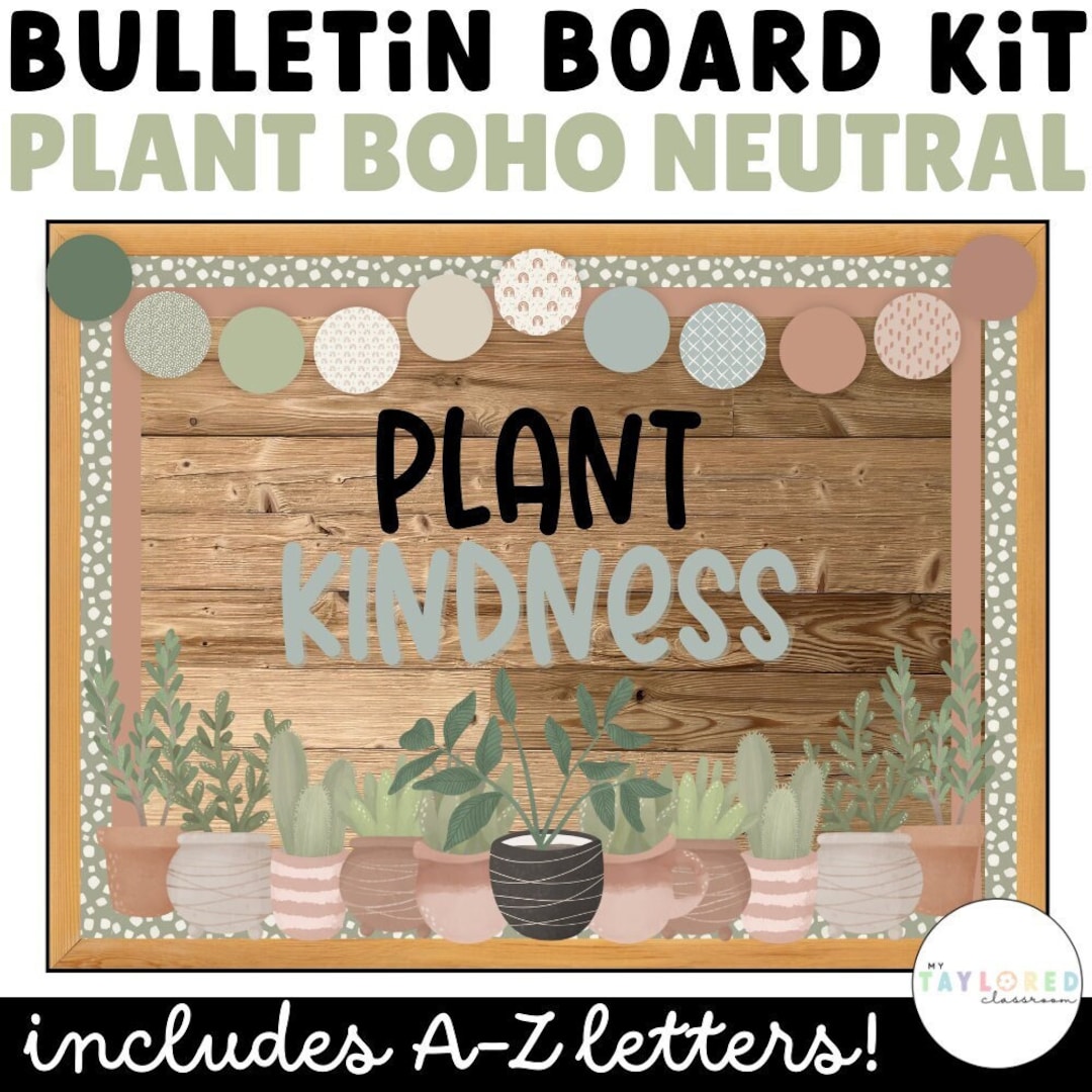 Plant Boho Neutral Bulletin Board Kit | Plant Bulletin Board | Plant ...