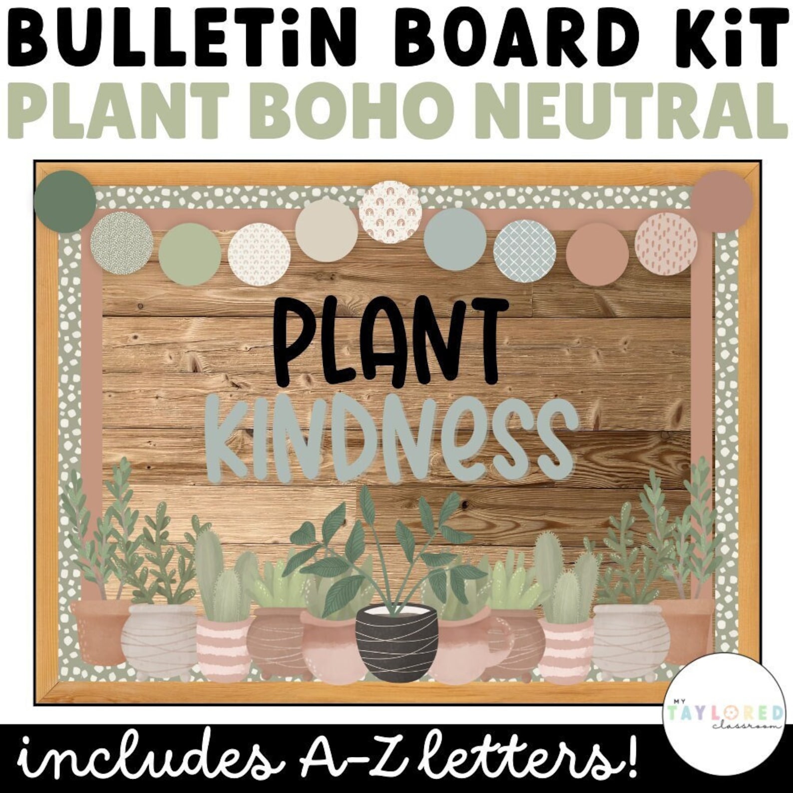 Plant Boho Neutral Bulletin Board Kit | Plant Bulletin Board | Plant ...
