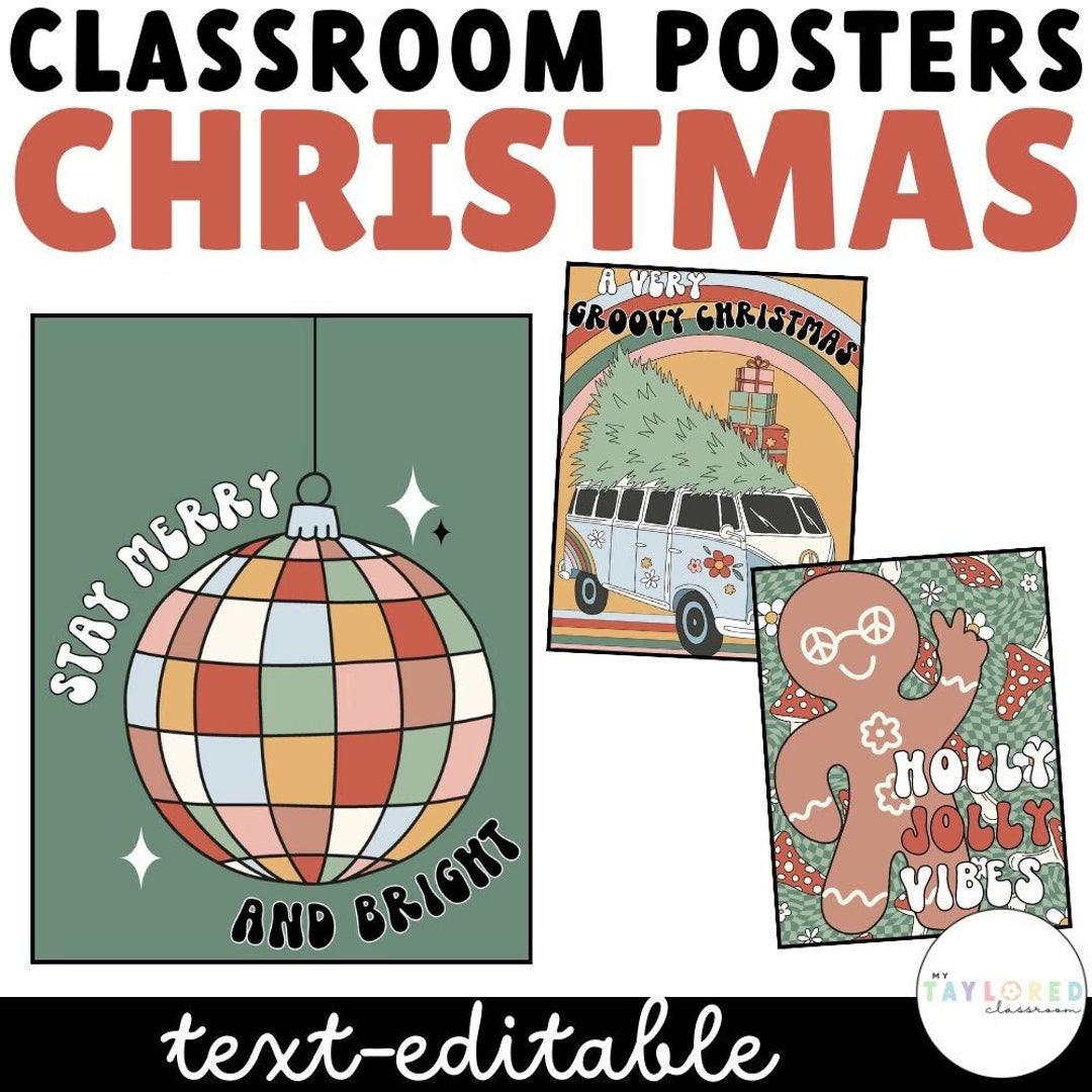 Christmas Retro Groovy Classroom Posters | Christmas Classroom Decor - Etsy