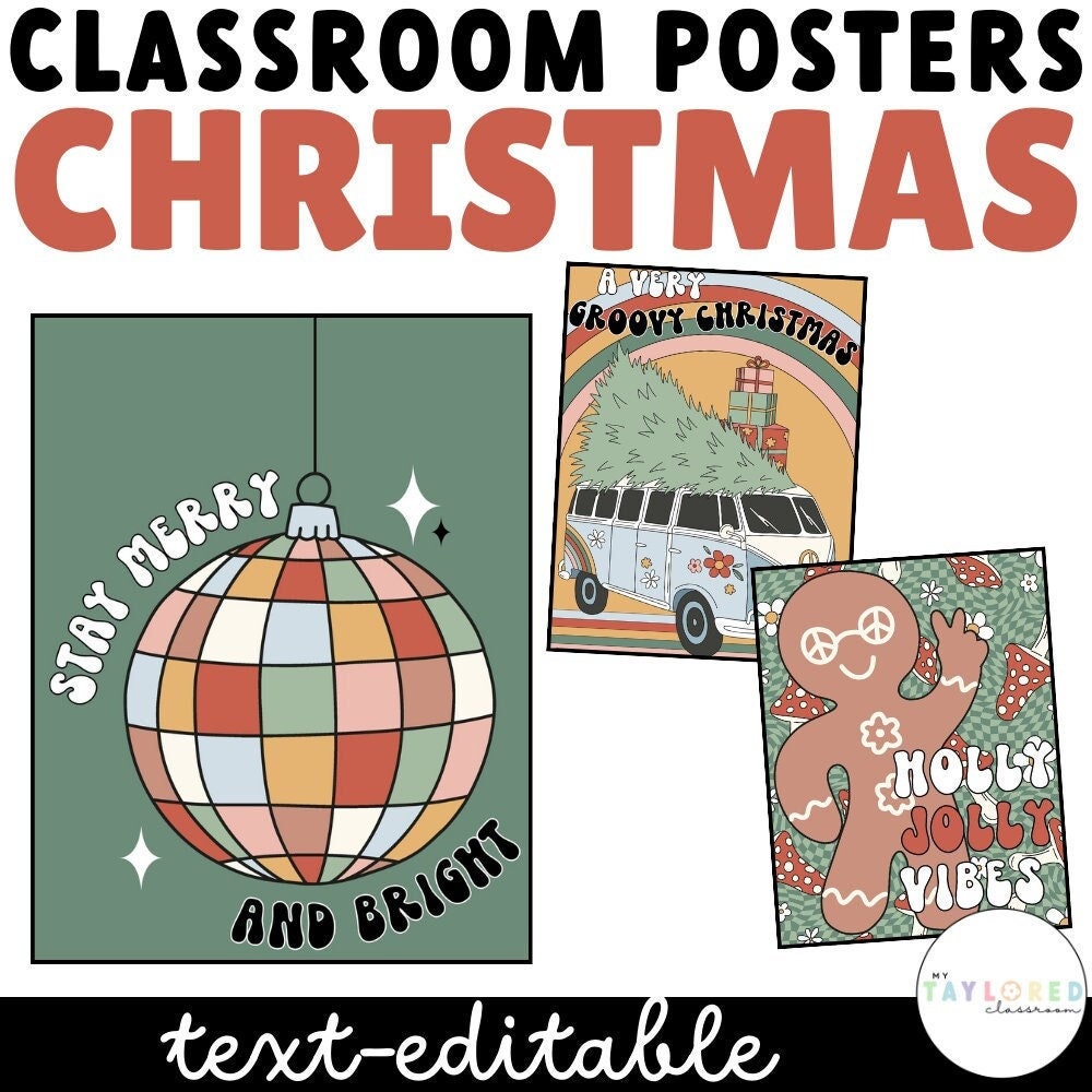 Christmas Retro Groovy Classroom Posters Christmas (Instant Download ...