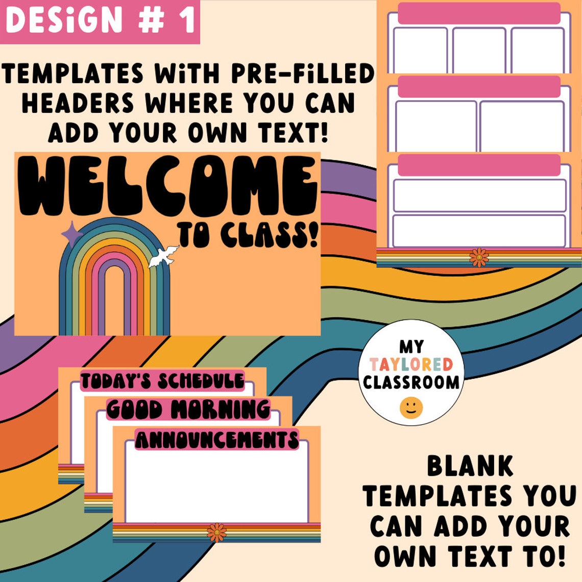 Retro Groovy Google Slides Templates - Etsy