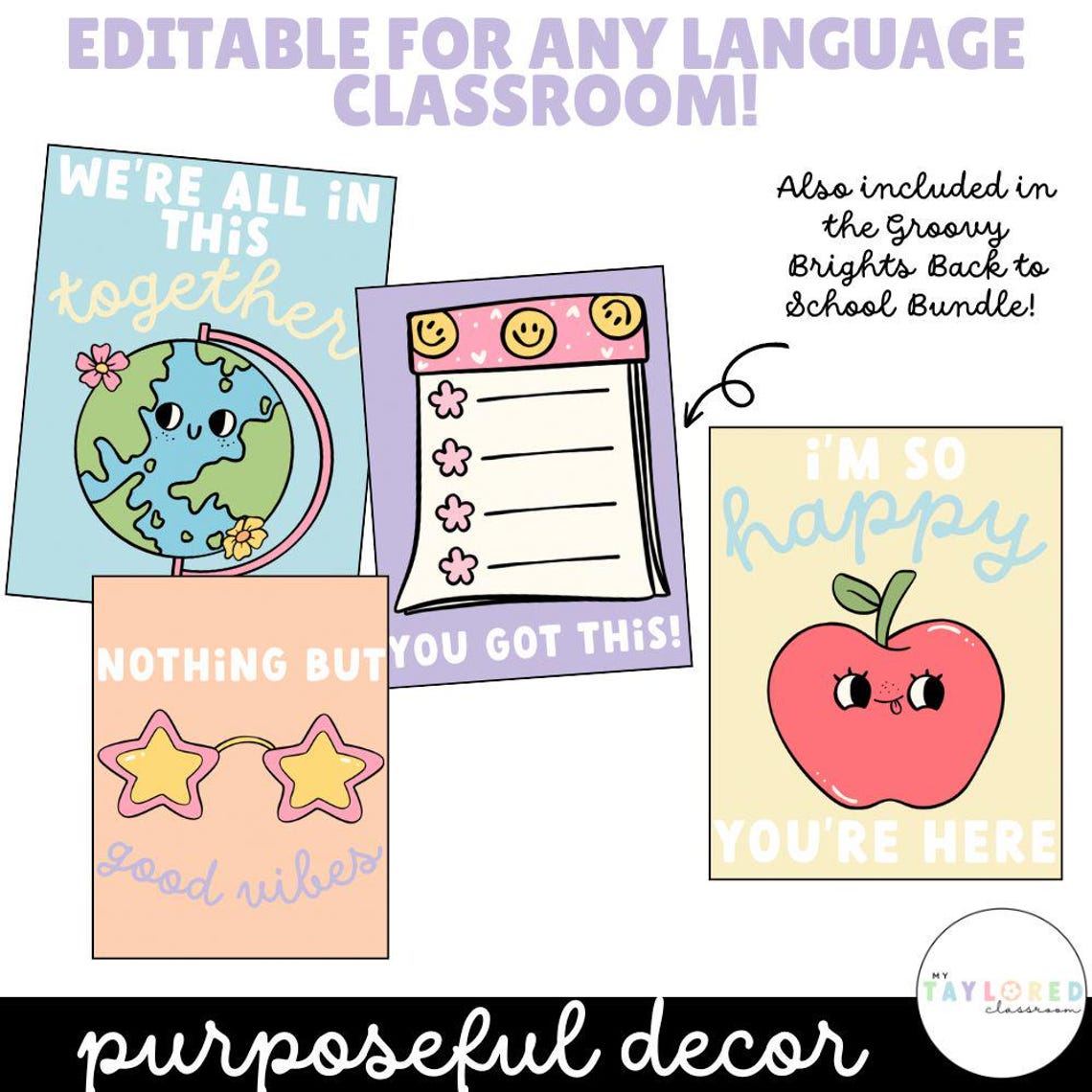 Groovy Brights Classroom Posters | EDITABLE | Back to School Classroom ...