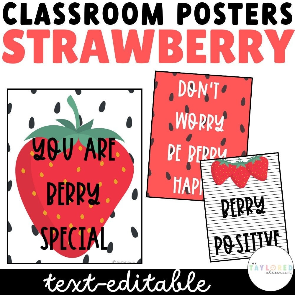 Strawberry Classroom Posters Strawberry Classroom Decor - Etsy