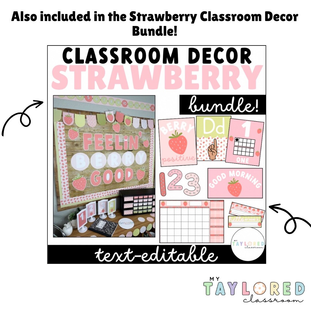 Strawberry Classroom Calendar Kit EDITABLE Strawberry Classroom Decor ...