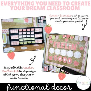 Strawberry Classroom Decor | EDITABLE | Calm Pastel Classroom Decor - Etsy