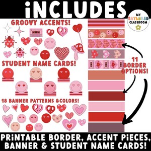 Valentine's Day Retro Groovy Bulletin Board Kit or Door Decor - Etsy