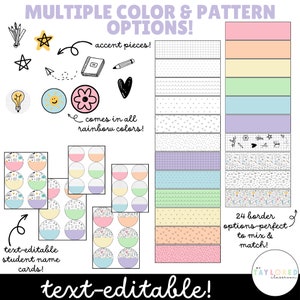 School Doodles Classroom Bulletin Board Kit | EDITABLE | Calm Pastel ...