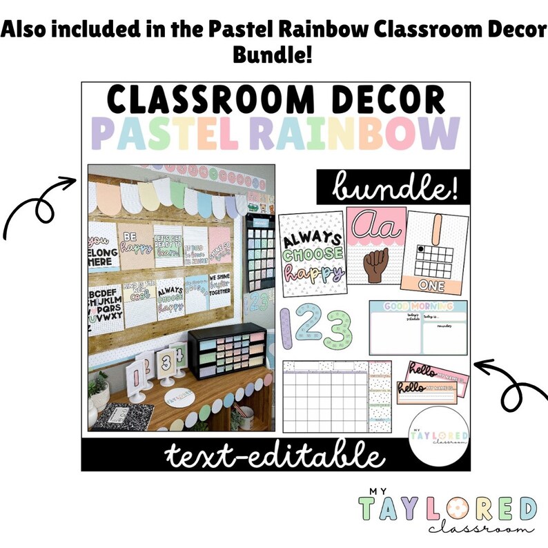 Pastel Rainbow Alphabet Classroom Posters | EDITABLE | Pastel Classroom ...