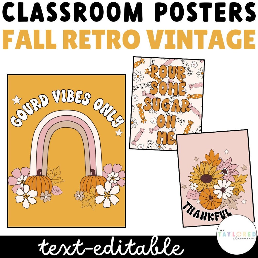 Fall Retro Vintage Classroom Posters | Fall Classroom Posters - Etsy