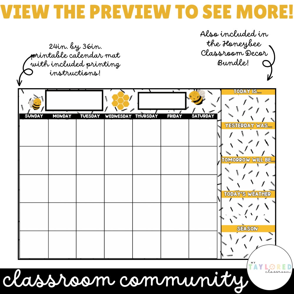 Honeybee Classroom Calendar Kit | EDITABLE | Bee-themed Classroom Decor ...