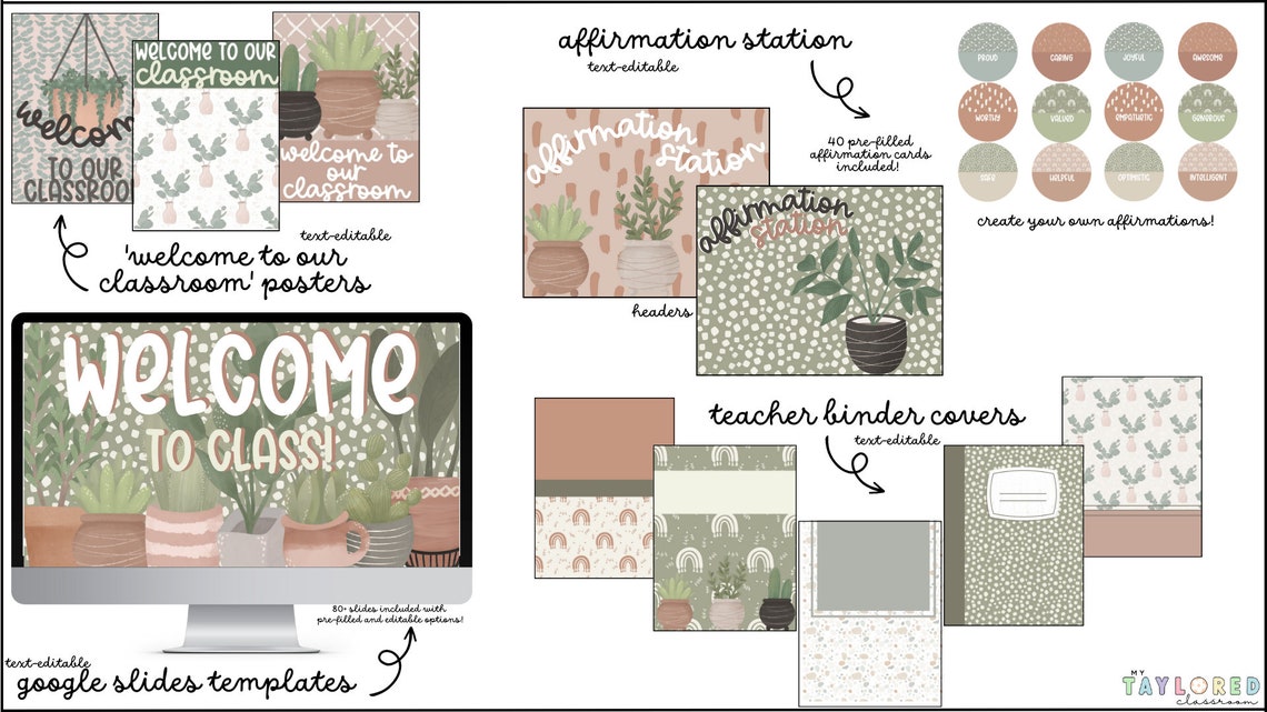 Plant Boho Neutral Classroom Decor Bundle | Plant Classroom Decor ...