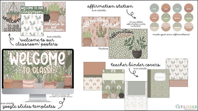 Plant Boho Neutral Classroom Decor Bundle Plant Classroom Decor Bundle ...