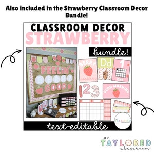 Strawberry Alphabet Classroom Posters | EDITABLE | Strawberry Classroom ...