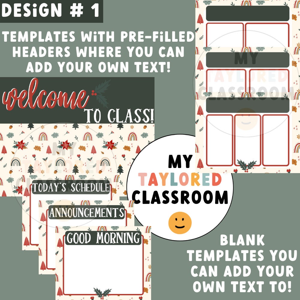 Christmas Boho Rainbow Google Slides Templates - Etsy