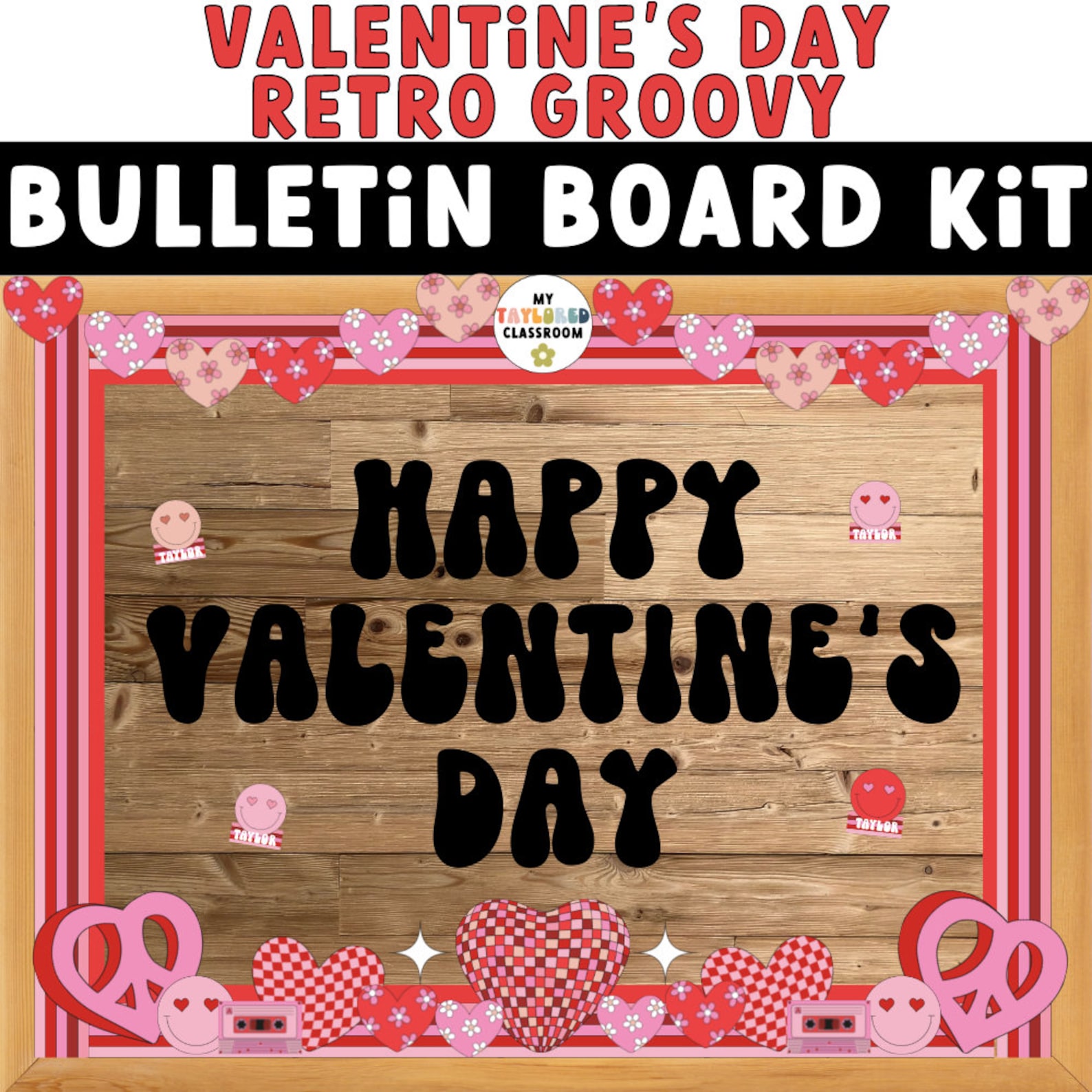 Valentine's Day Retro Groovy Bulletin Board Kit or Door Decor - Etsy