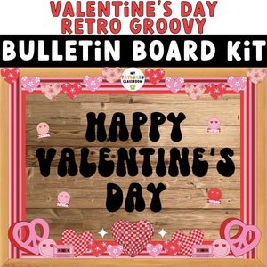 Valentine's Day Retro Groovy Bulletin Board Kit or Door Decor - Etsy