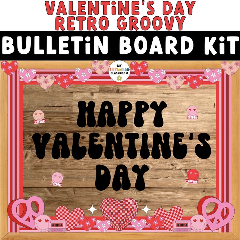 Valentine's Day Retro Groovy Bulletin Board Kit or Door Decor - Etsy
