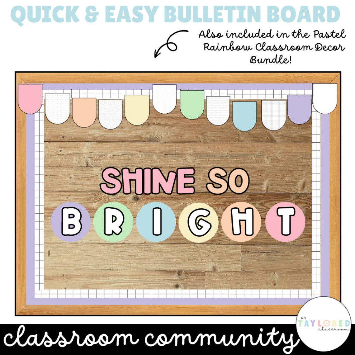 Pastel Rainbow Classroom Bulletin Board Kit EDITABLE Pastel Classroom ...