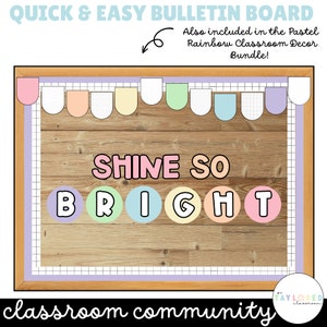 Pastel Rainbow Classroom Bulletin Board Kit | EDITABLE | Pastel ...