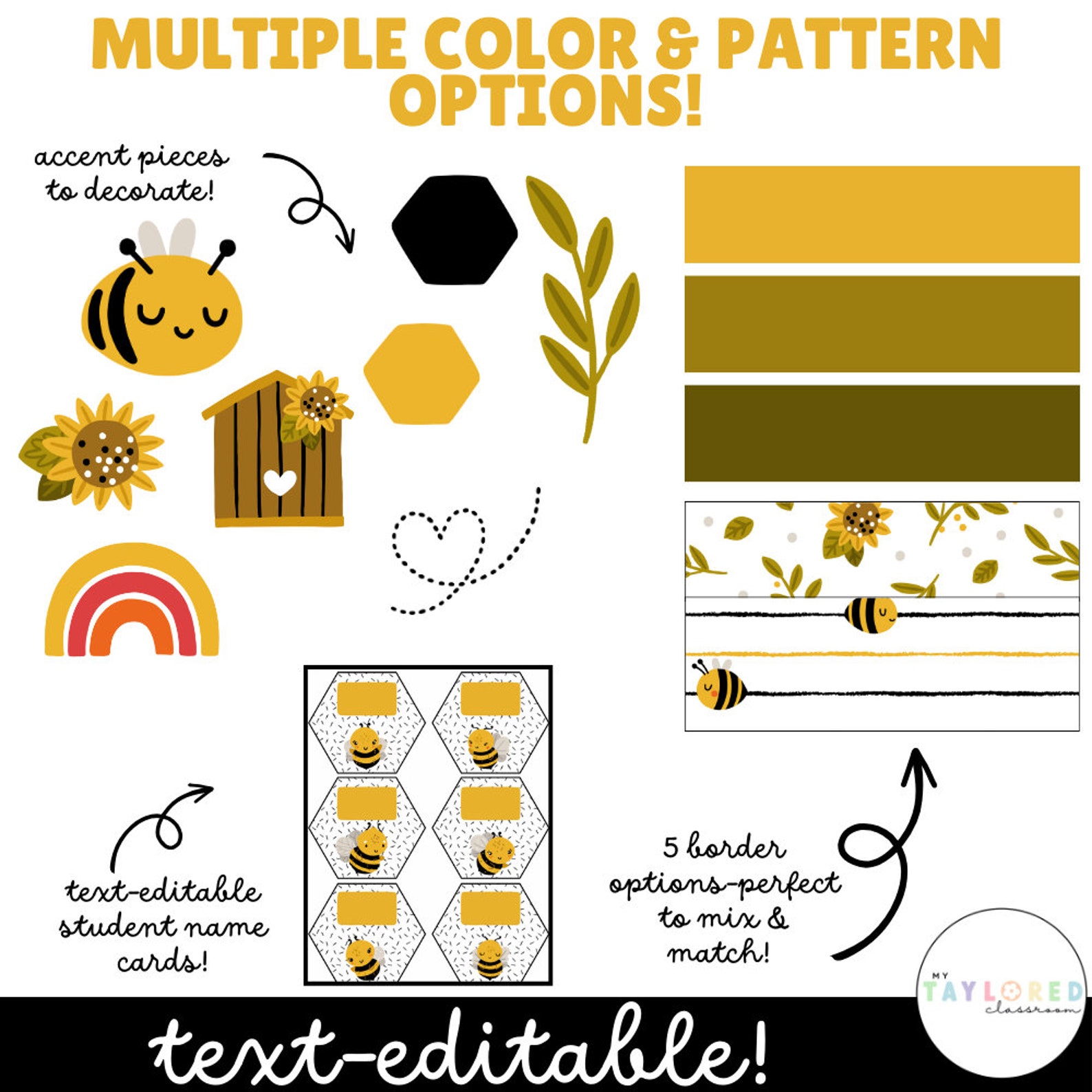 Honeybee Classroom Bulletin Board Kit | EDITABLE | Bee-themed Classroom ...