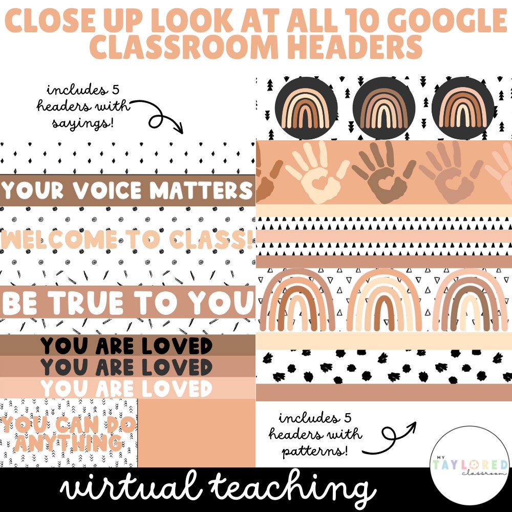 Boho Neutral Google Classroom Headers | Diversity Classroom Decor ...