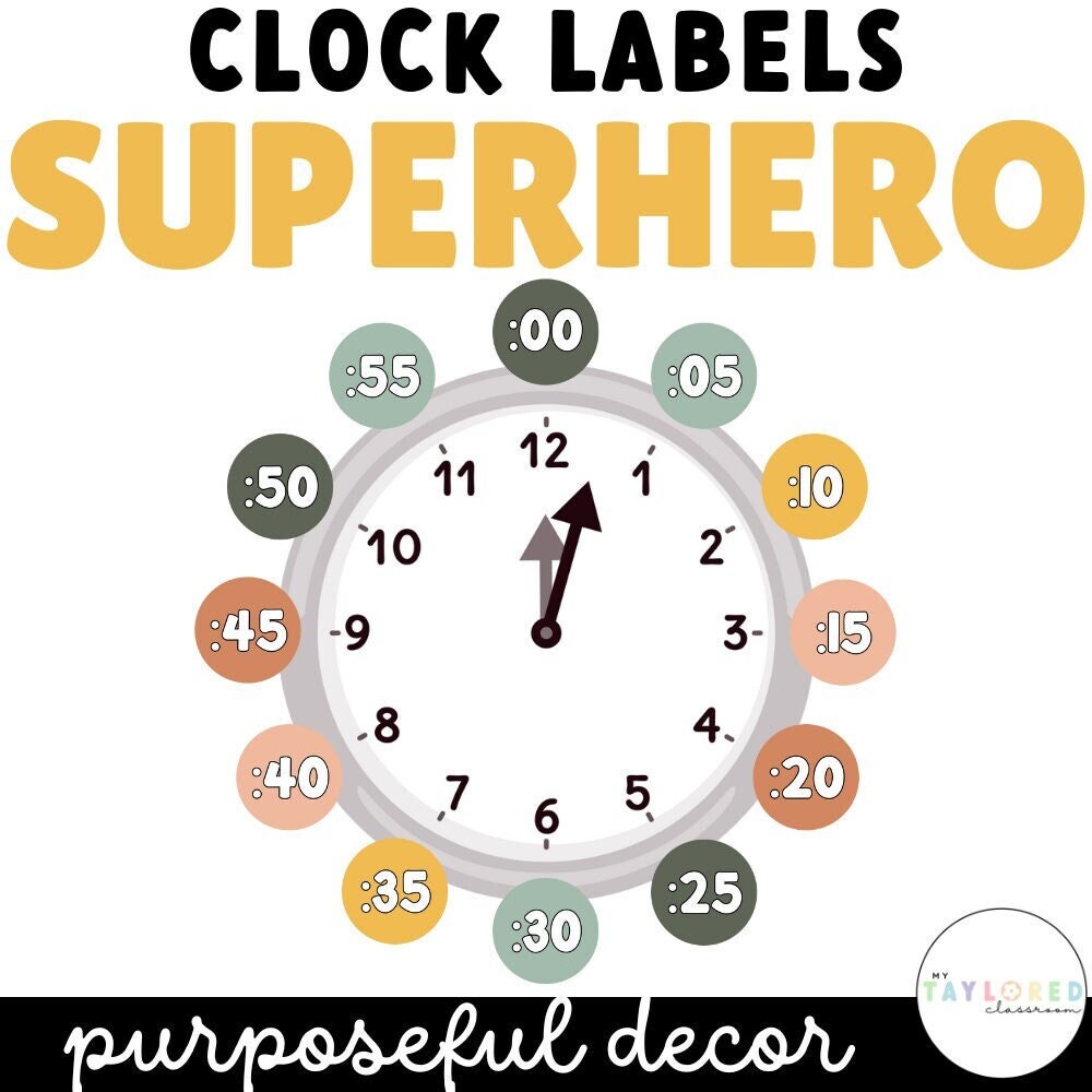 Superhero Clock Labels | Superhero Classroom Decor - Etsy