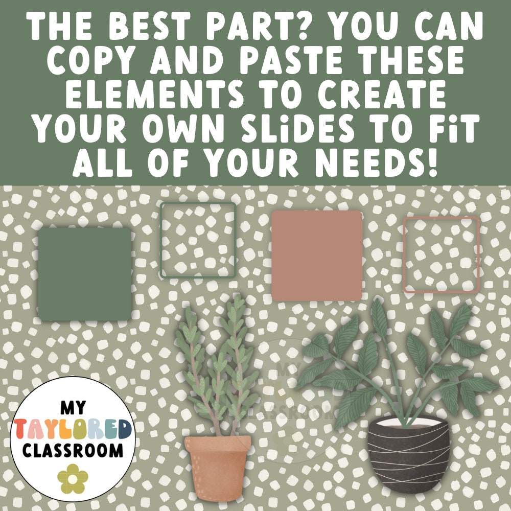 Plant Boho Neutral Google Slides Templates | Plant Classroom Decor - Etsy