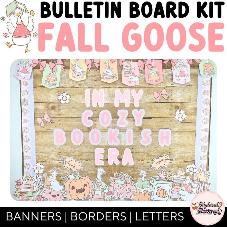 Fall Goose Reading Bulletin Board Kit - Pastel Classroom Decor - Etsy