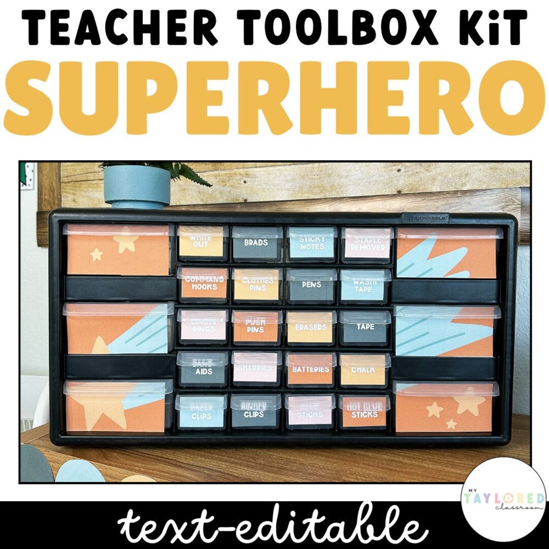 Superhero Teacher Toolbox Kit | EDITABLE | Superhero Classroom Decor - Etsy