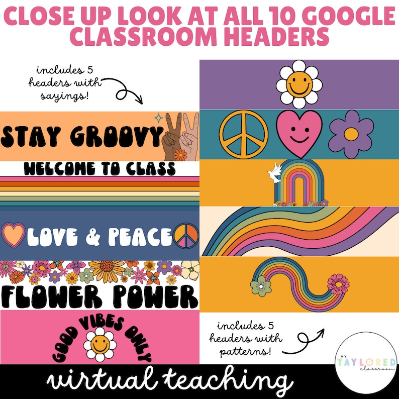 Retro Groovy Google Classroom Headers | Google Classroom Headers ...
