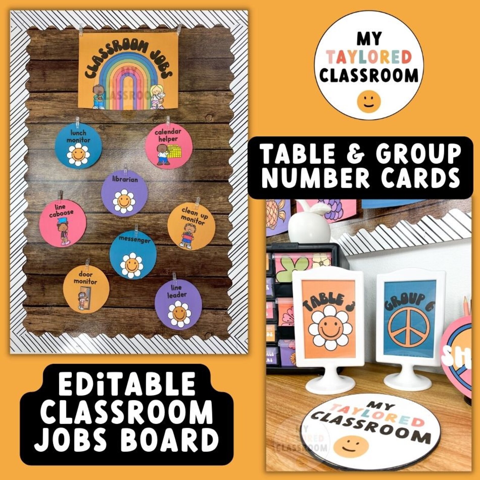 Retro Rainbow Classroom Decor | EDITABLE | Retro Classroom Decor - Etsy