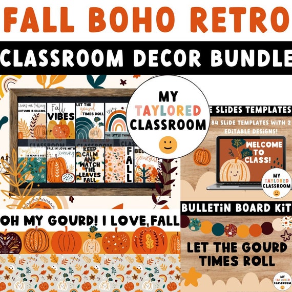 Fall Boho Retro Classroom Decor Bundle - Etsy