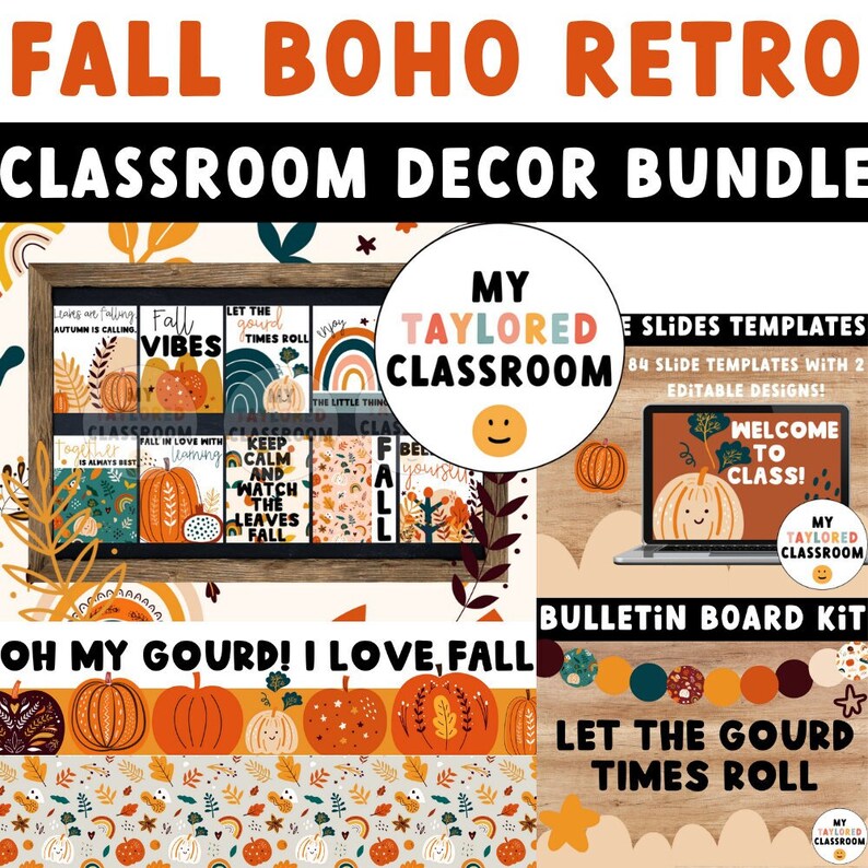 Fall Boho Retro Classroom Decor Bundle - Etsy
