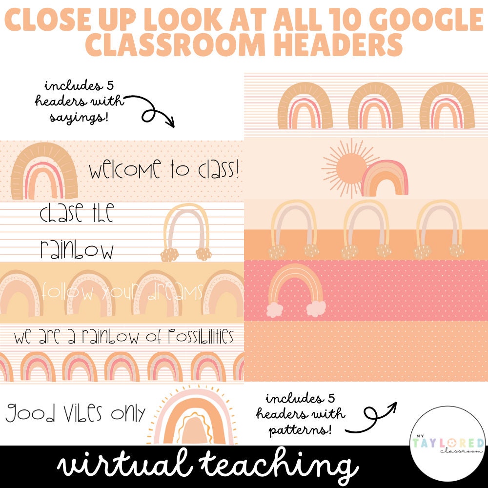 Boho Rainbow Google Classroom Headers | Boho Rainbow Classroom Decor - Etsy