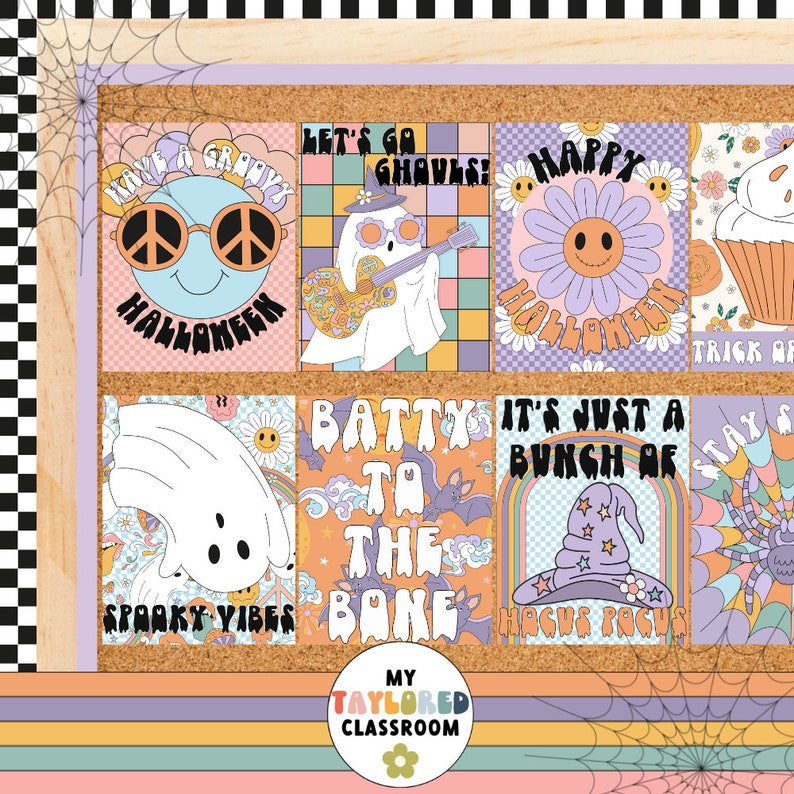 Halloween Retro Groovy Classroom Posters Halloween Classroom - Etsy