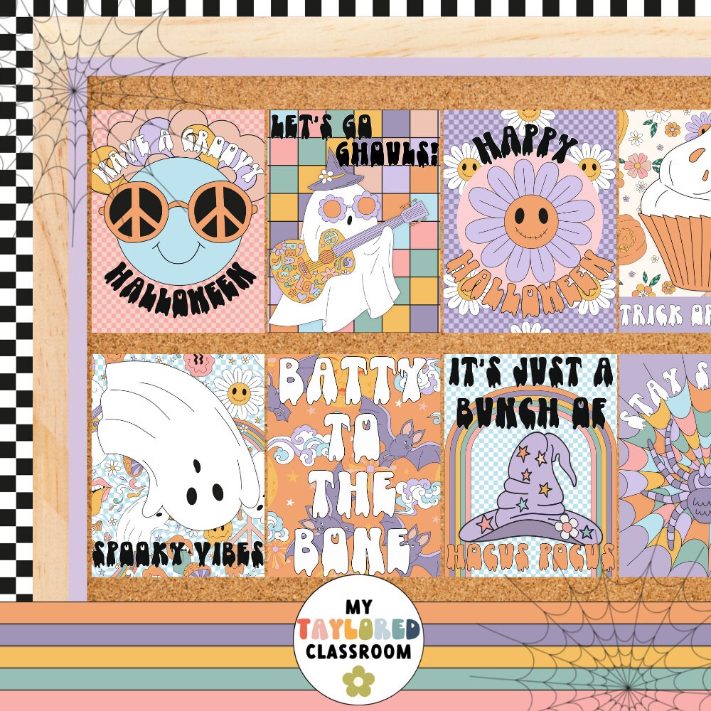 Halloween Retro Groovy Classroom Posters Halloween Classroom - Etsy