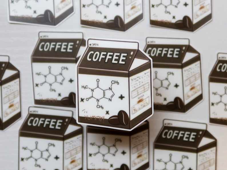 Coffee Carton Sticker | Caffeine Molecule, Coffee Beans Sticker - Etsy