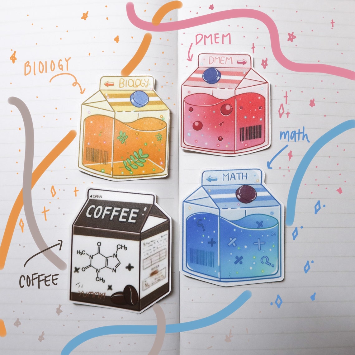 DMEM Science Coffee Caffeine Sticker | Cute Milk Carton Stickers ...