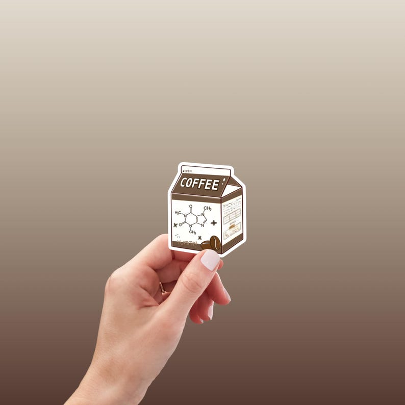Coffee Carton Sticker | Caffeine Molecule, Coffee Beans Sticker - Etsy
