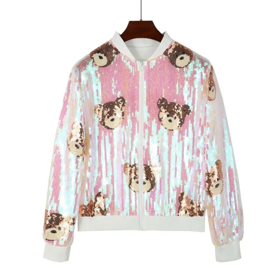 Cute Bear Design Jacket Sequin Colorful Costume Iridescentrave Outfit ...