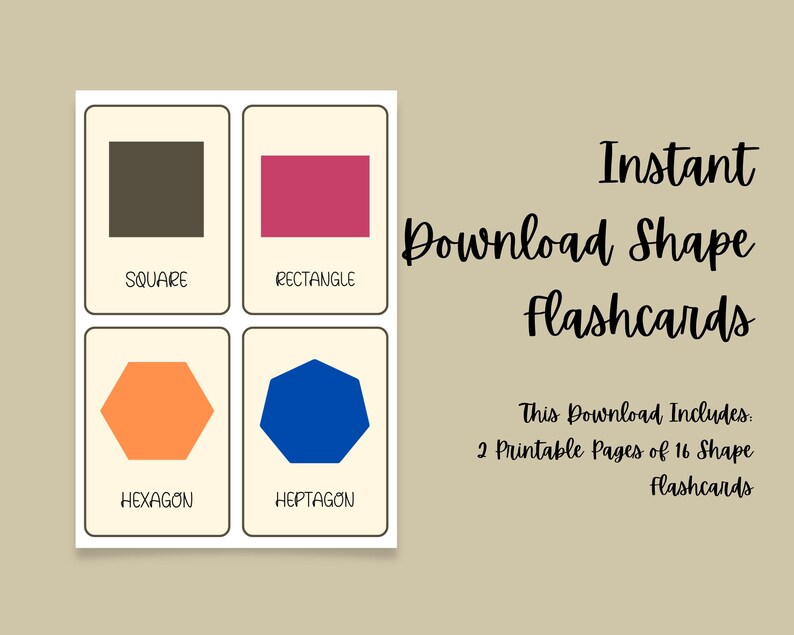 Shape Flashcards Printable - Etsy
