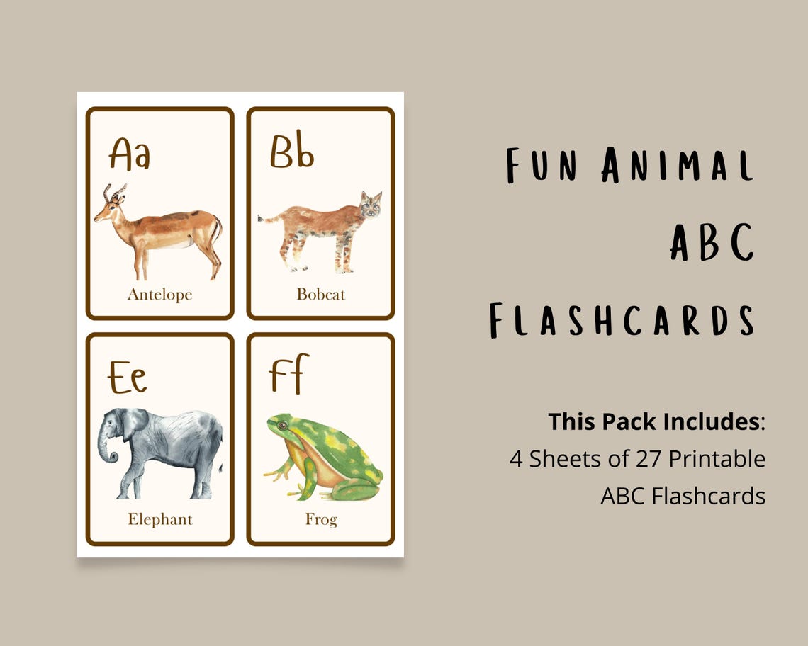 Printable Animal Alphabet Flashcards - Etsy