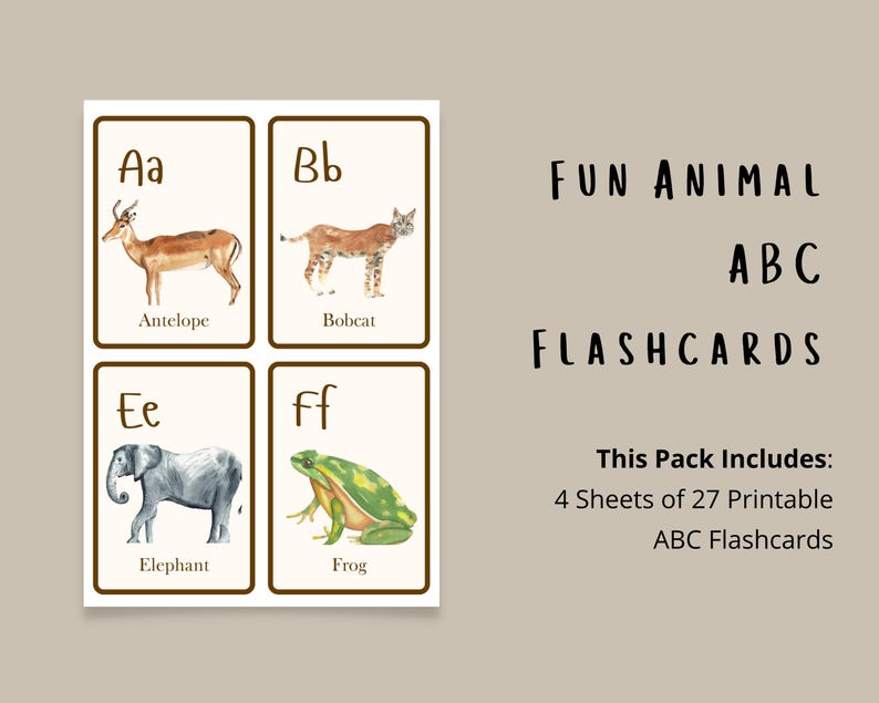 Printable Animal Alphabet Flashcards - Etsy
