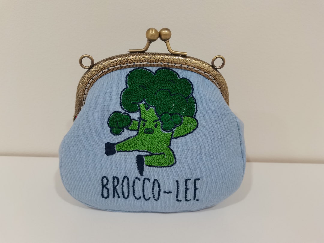 Bruce Lee Broccoli Hand Embroidered Purse, Change Purse, Cosmetics Bag ...