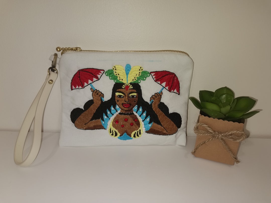 Samba Girl Embroidery Purse, Change Purse, Cosmetics Bag, Hand Sewing ...