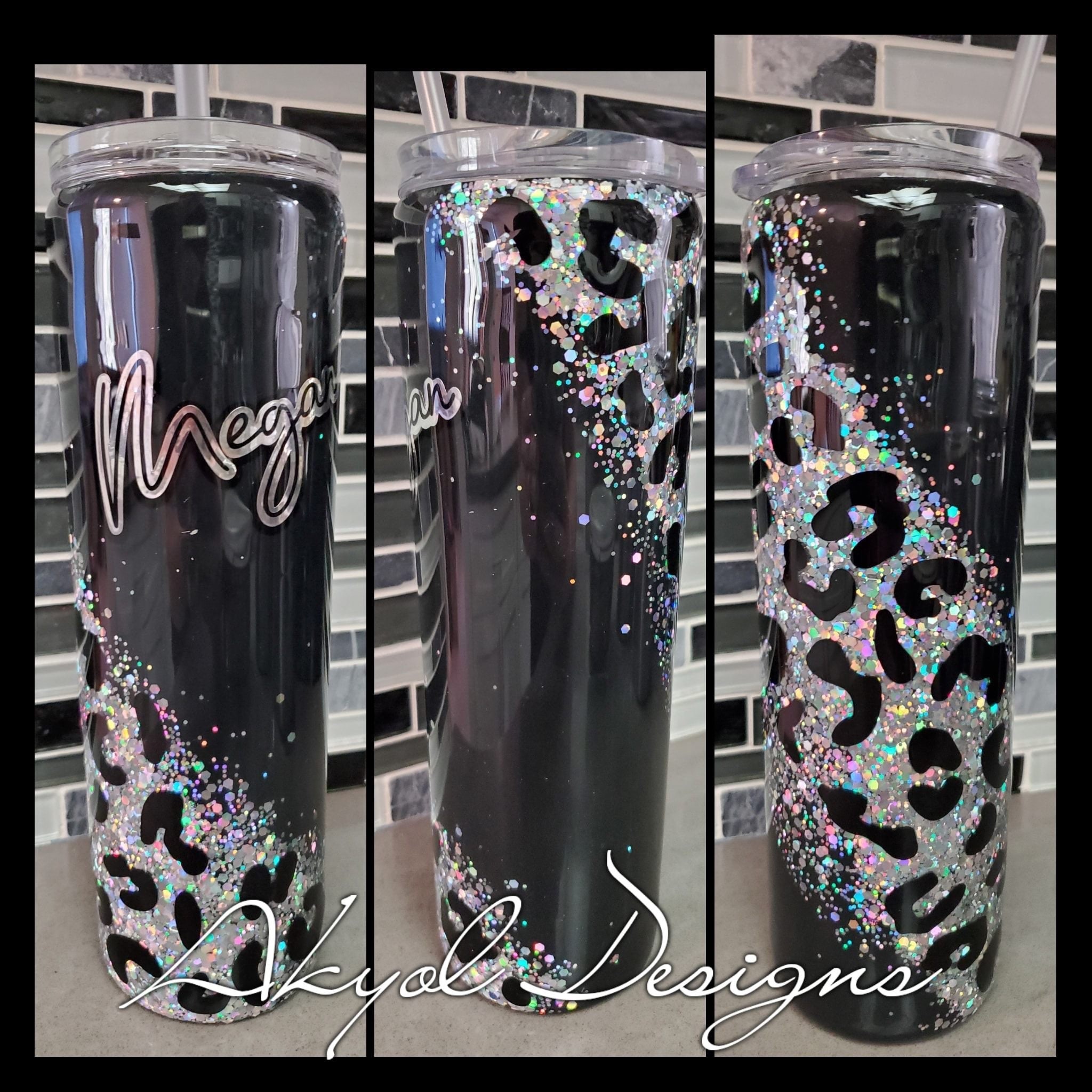 Black/silver Cheetah Print Tumbler - Etsy