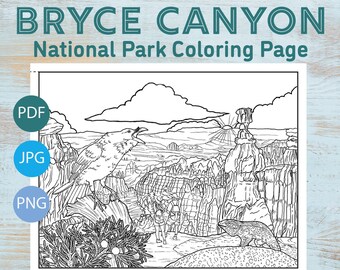 Bryce Canyon National Park Coloring Page - Etsy