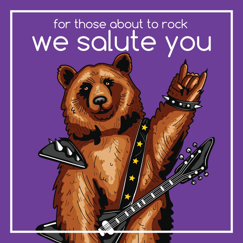 Musical Bear Printable, Colorful Rock Star Bear, We Salute You, Kids ...