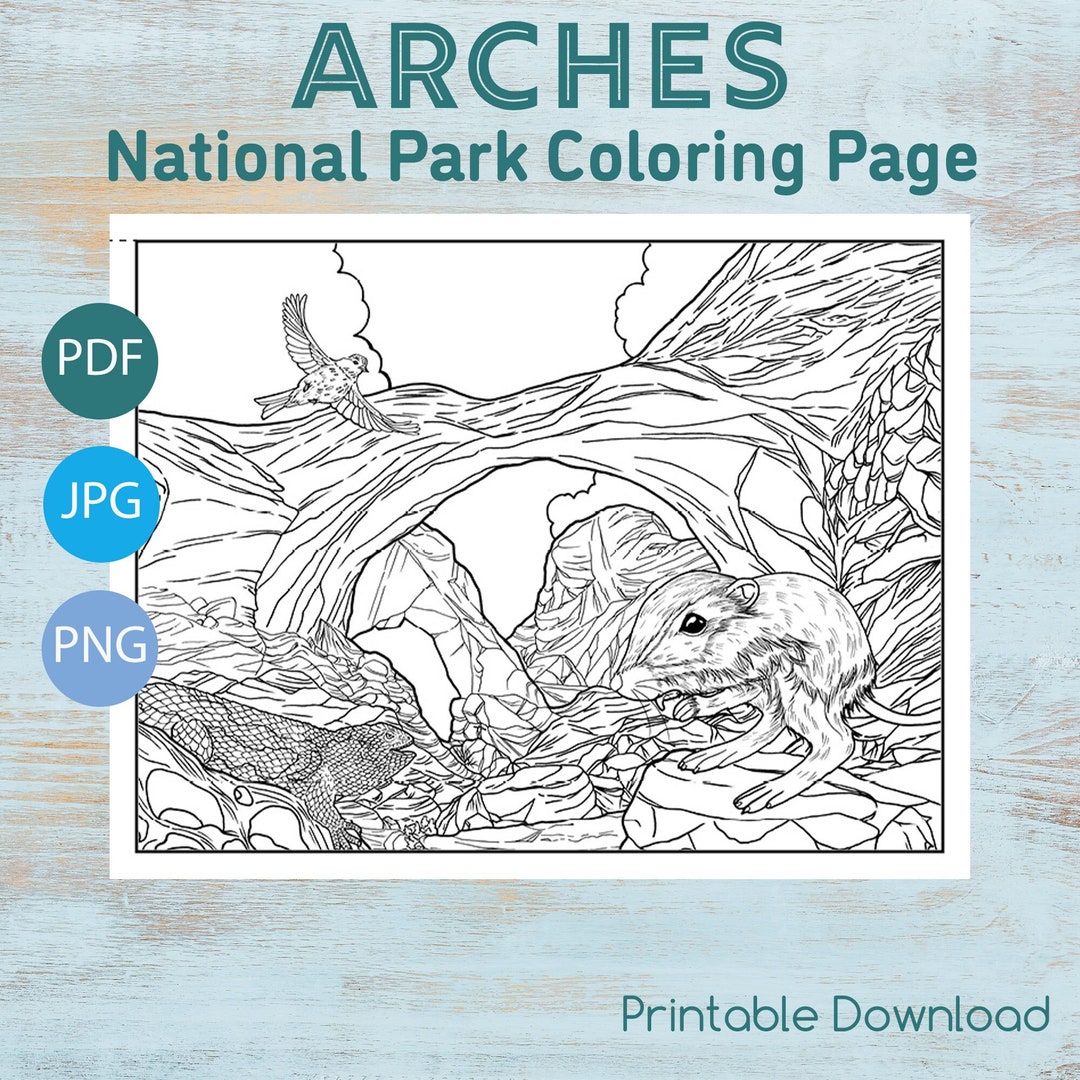 Arches National Park Coloring Page, Printable Coloring Pages, Instant ...