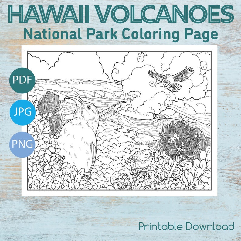 Hawaii Volcanoes National Park Coloring Page, Printable Coloring Pages ...